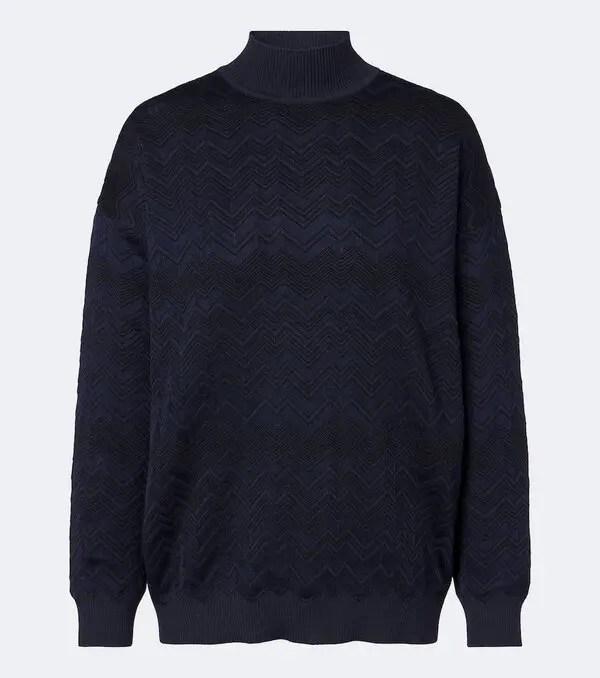 Missoni Zigzag High Neck Sweater - Blue