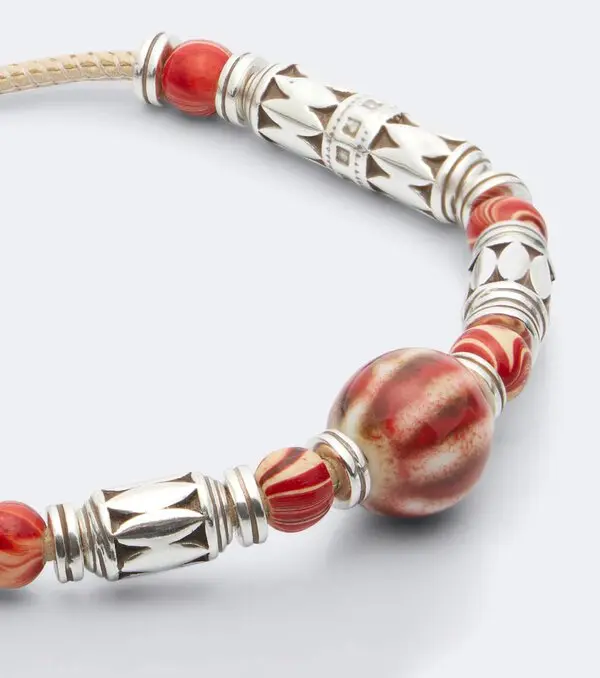 Isabel Marant Étoile Janis Beaded Metal And Leather Bracelet - Multicoloured