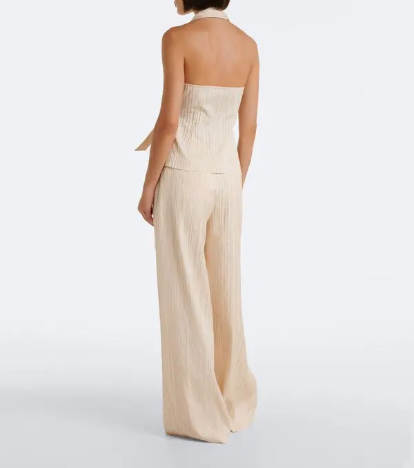 Simkhai Grace Striped Wide-leg Pants - White