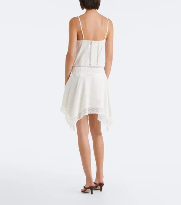 Staud Corinna Embroidered Cotton Voile Mini Dress In Ivory