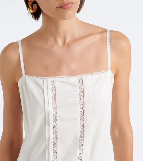 Staud Corinna Embroidered Cotton Voile Mini Dress In Ivory