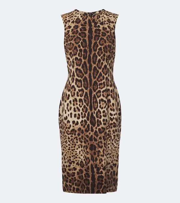Dolce & Gabbana Leopard-print Silk-blend Charmeuse Midi Dress - Brown