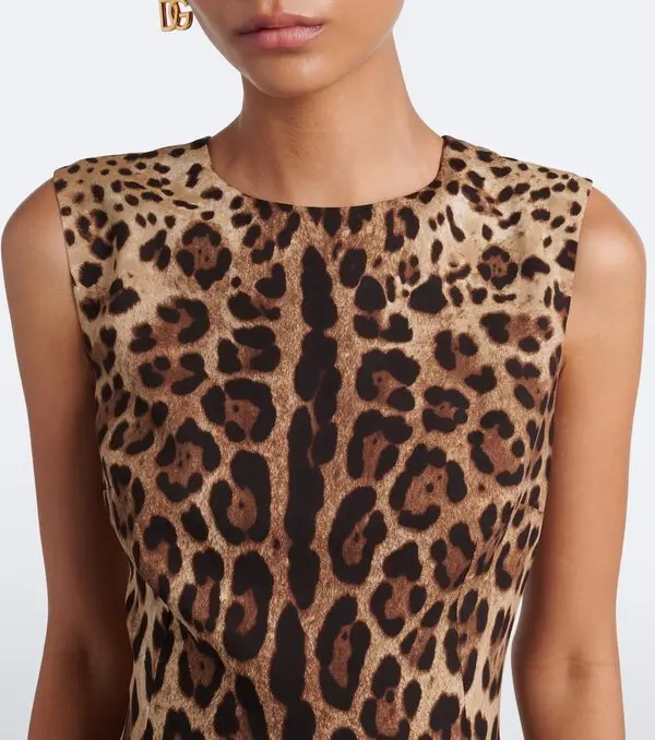 Dolce & Gabbana Leopard-print Silk-blend Charmeuse Midi Dress