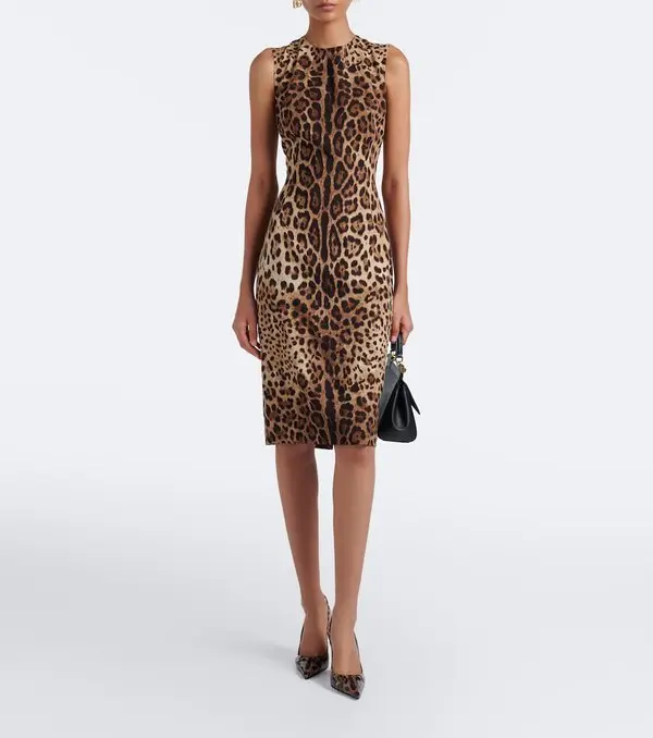 Dolce & Gabbana Leopard-print Silk-blend Charmeuse Midi Dress