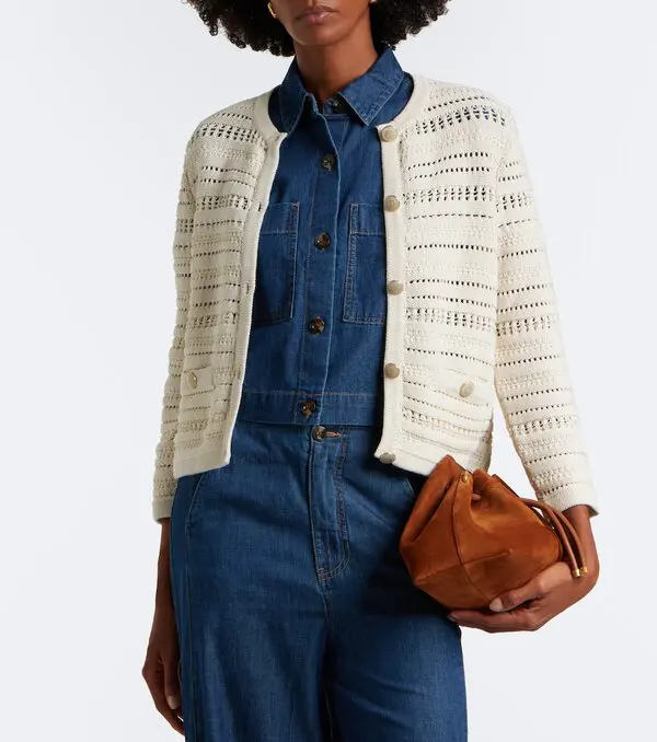 Veronica Beard Bellingham Cotton Cardigan - White