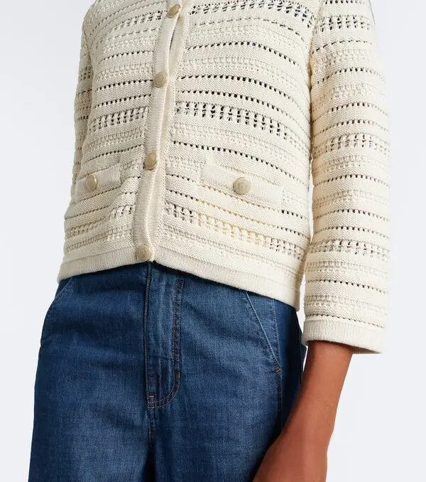 Veronica Beard Bellingham Cotton Cardigan - White