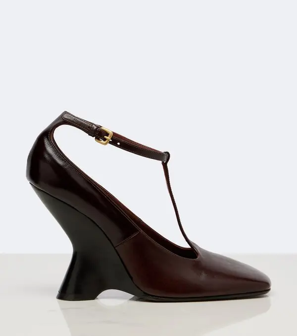 Dries Van Noten Leather Wedges With Buckle Fastening - Brown