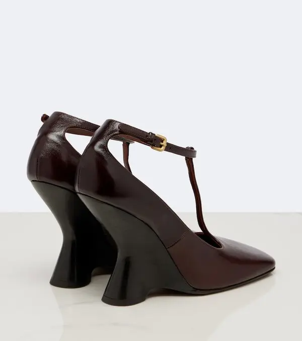 Dries Van Noten Leather Wedges With Buckle Fastening - Brown