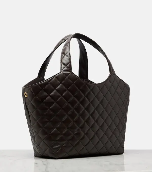 Saint Laurent Icare Medium Quilted Leather Shopper - Brown