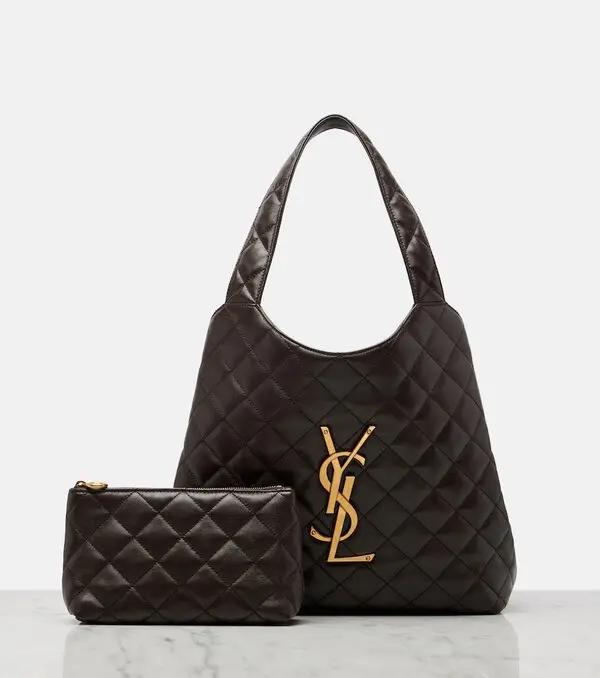 Saint Laurent Icare Medium Quilted Leather Shopper - Brown