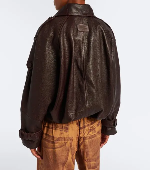 Acne Studios Cropped Leather Jacket - Brown