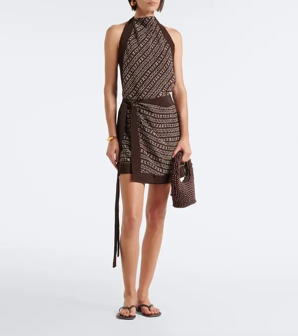 SIR. Astrid Printed Open-back Minidress