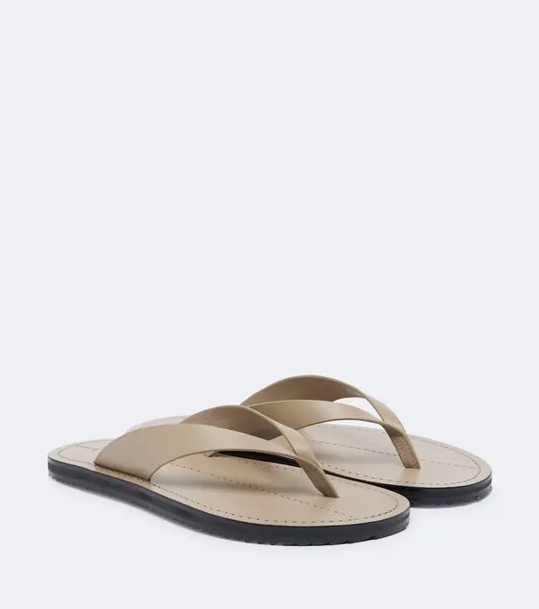 A.emery Flora Leather Thong Sandals In Greige - Beige