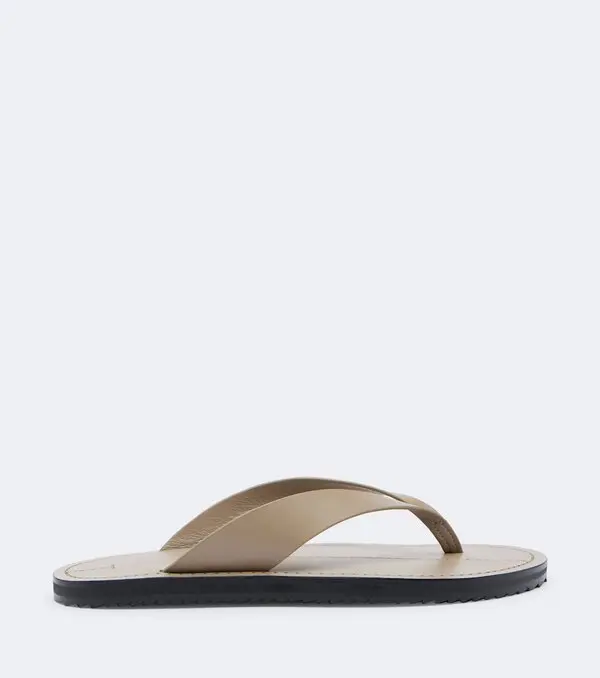 A.emery Flora Leather Thong Sandals In Greige - Beige