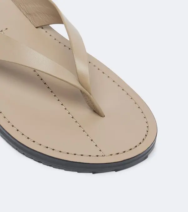 A.emery Flora Leather Thong Sandals In Greige - Beige