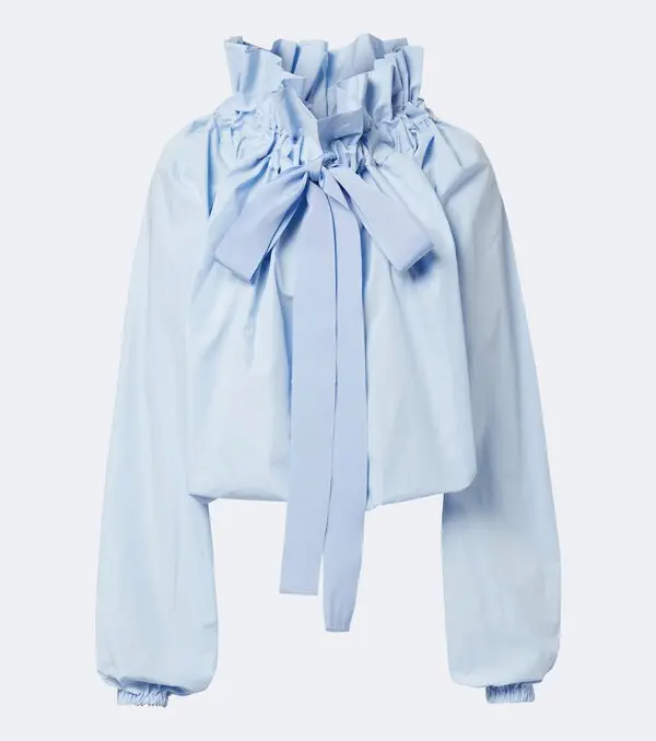 PATOU Bow-detail Cotton Poplin Blouse - Blue