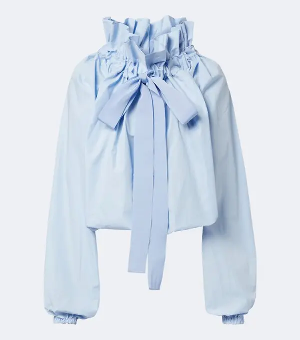 PATOU Bow-detail Cotton Poplin Blouse - Blue