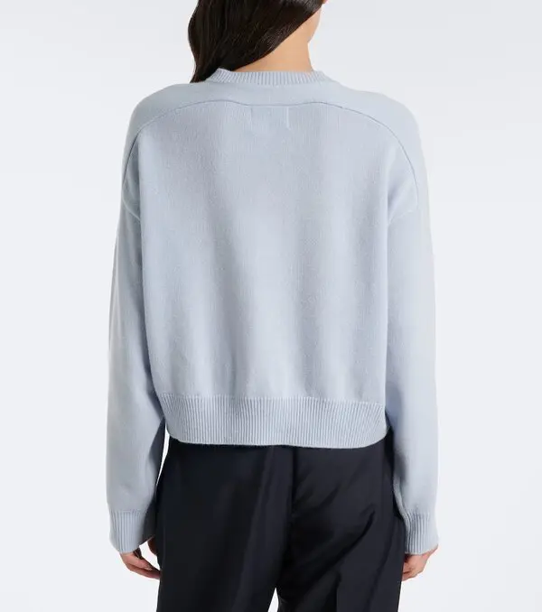 Loulou De Saison Cropped Cashmere V-neck Sweater - Blue
