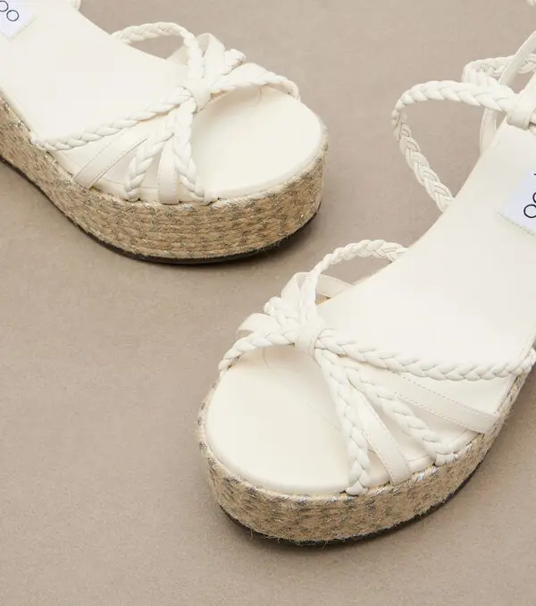 JIMMY CHOO Nyra Braided Leather Espadrille Wedge Sandals