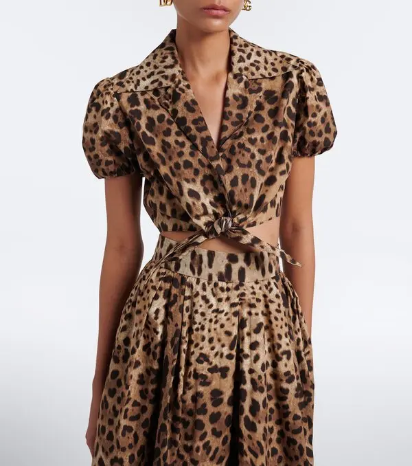 Dolce & Gabbana Leopard-print Cotton Crop Top