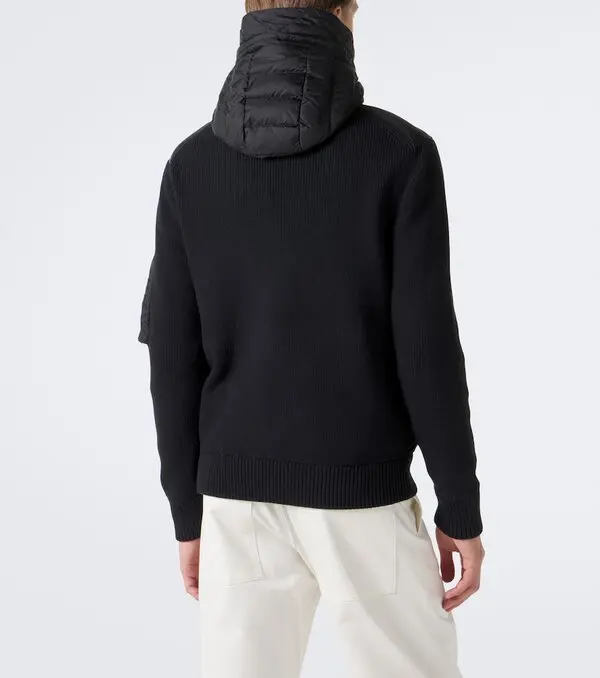 Moncler Down-paneled Zip-up Cardigan With Drawstring Hood