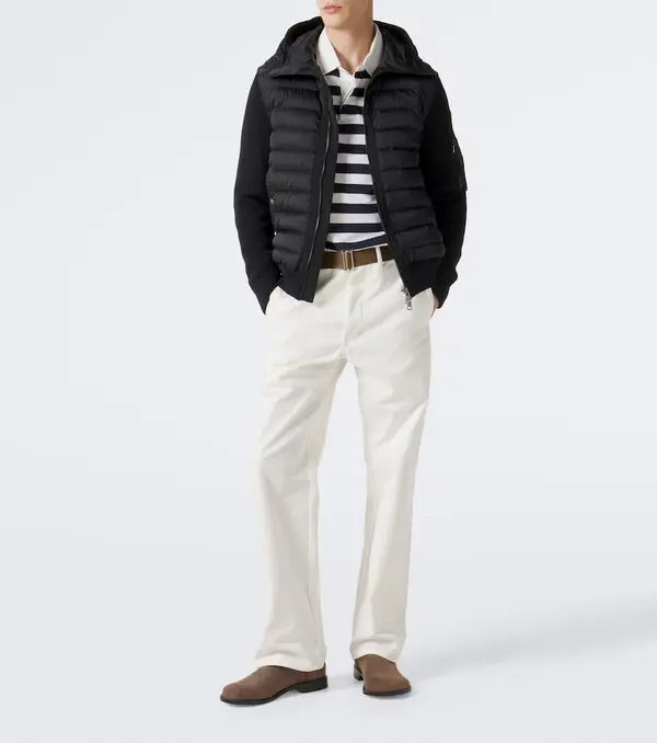 Moncler Down-paneled Zip-up Cardigan With Drawstring Hood
