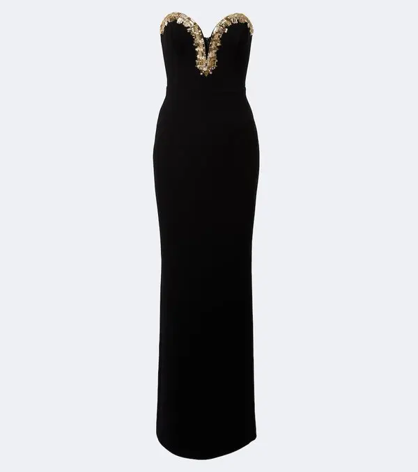 Rebecca Vallance Embellished Bustier Gown - Black