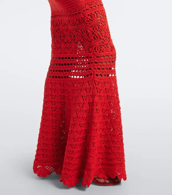 Retrofete Peggie Metallic Crochet Maxi Dress - Red
