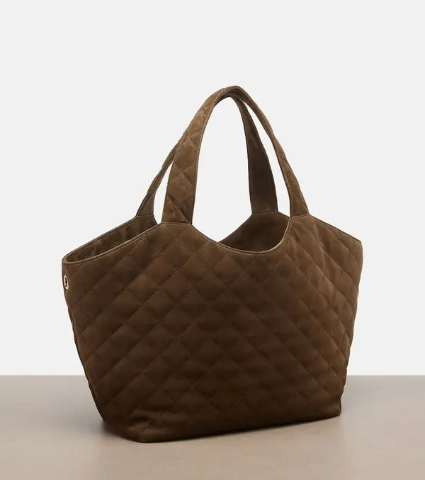 Saint Laurent Icare Medium Quilted Suede Tote Bag