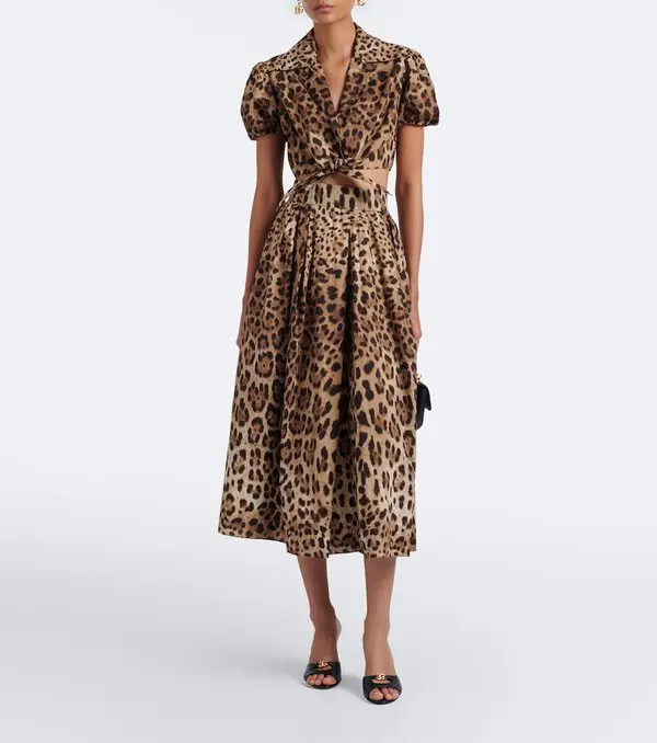 Dolce & Gabbana Leopard-print Cotton Midi Skirt