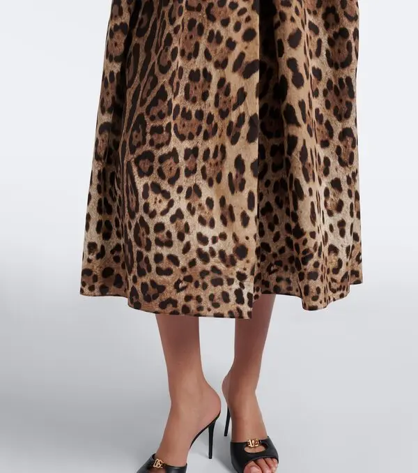 Dolce & Gabbana Leopard-print Cotton Midi Skirt