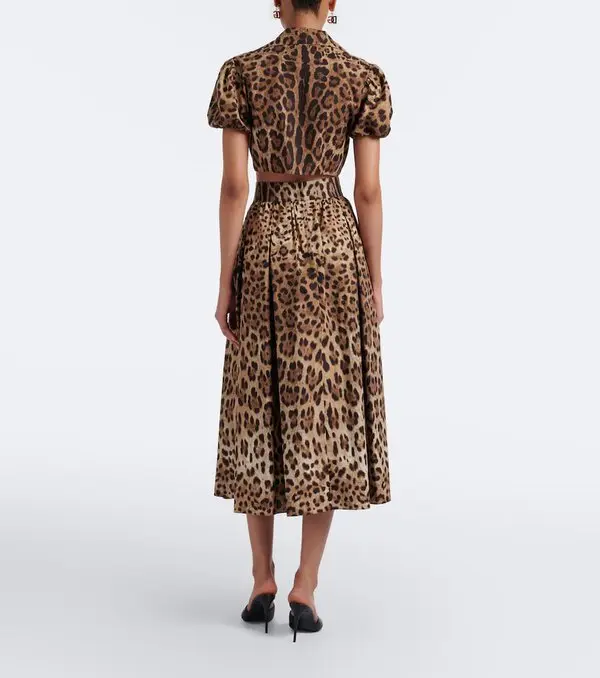 Dolce & Gabbana Leopard-print Cotton Midi Skirt