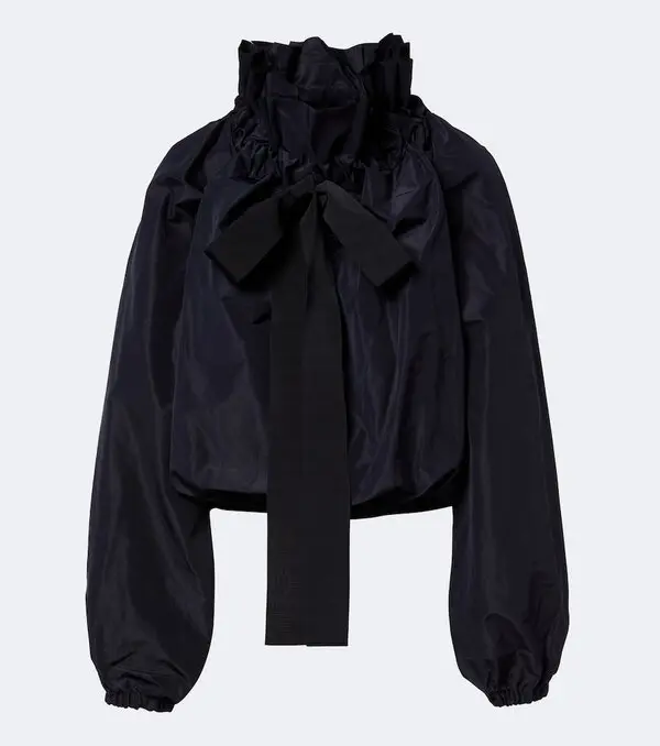 PATOU Gathered Blouse With Self-tie Collar - Blue