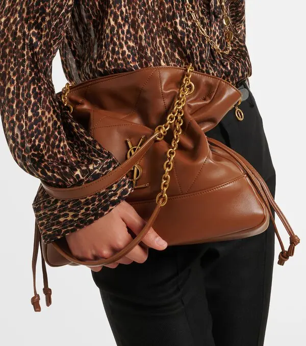 Saint Laurent Jamie Small Leather Shopping Tote Bag - Brown