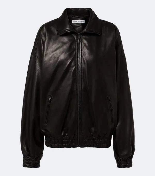Acne Studios Leather Bomber Jacket - Black