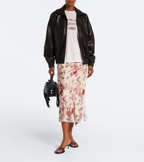 Acne Studios Leather Bomber Jacket - Black