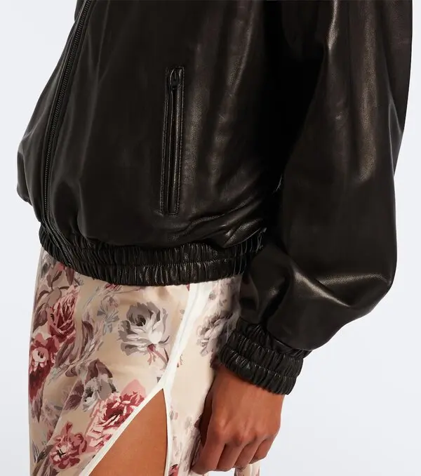 Acne Studios Leather Bomber Jacket - Black