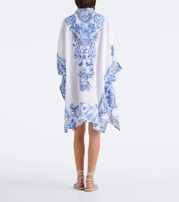 Camilla Floral Crystal-embellished Linen Kaftan