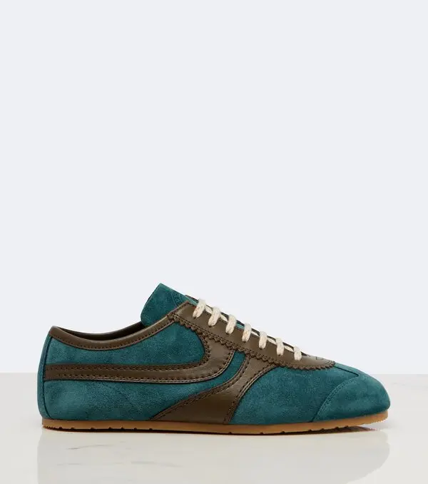 Dries Van Noten Suede And Leather Trimmed Sneakers - Blue