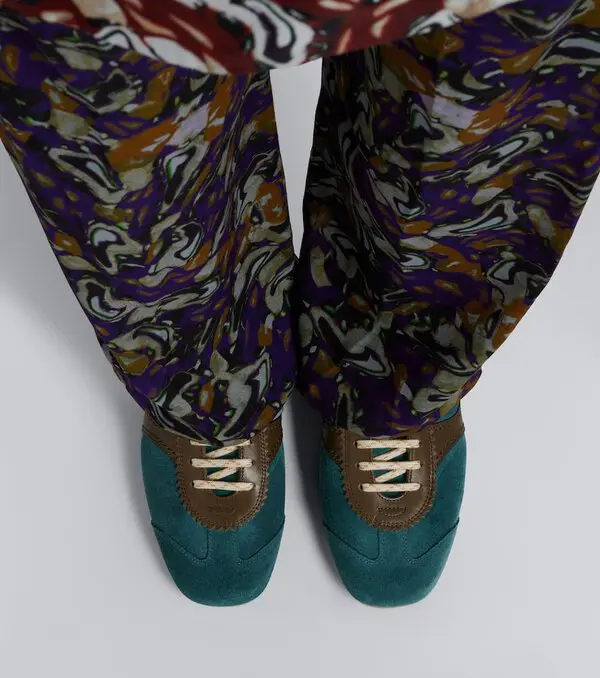 Dries Van Noten Suede And Leather Trimmed Sneakers - Blue