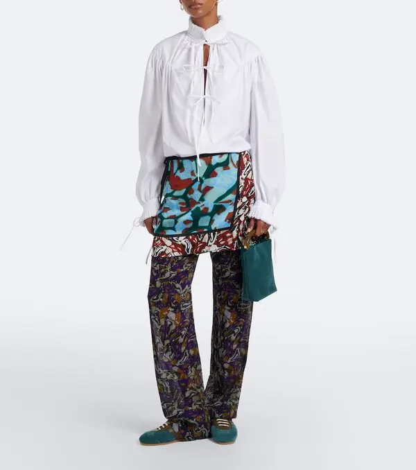 Dries Van Noten Suede And Leather Trimmed Sneakers - Blue