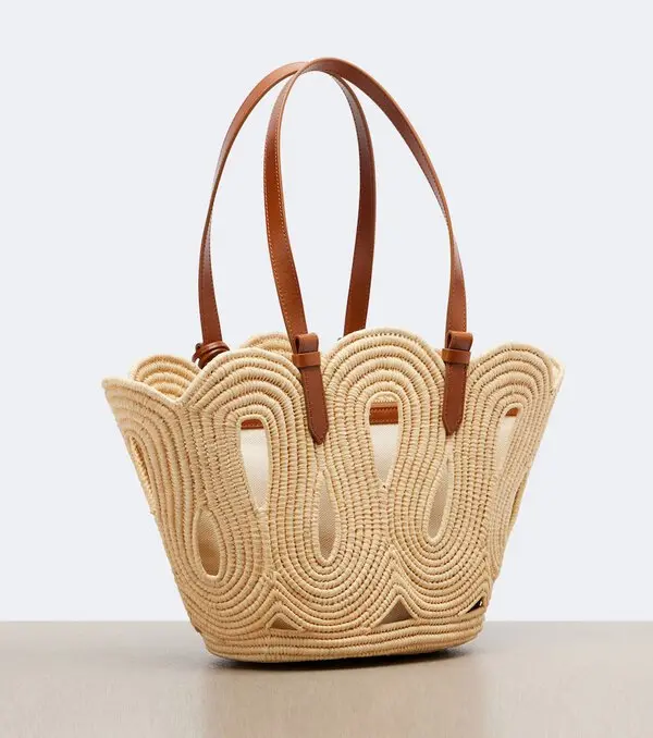 AQUAZZURA Artiste Medium Raffia Tote Bag