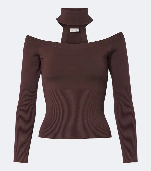 Simkhai Lila Off-shoulder Sweater - Brown