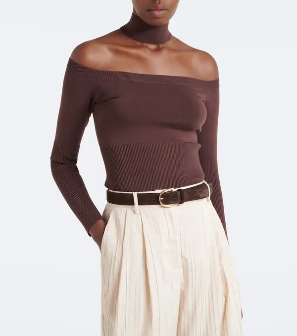 Simkhai Lila Off-shoulder Sweater - Brown