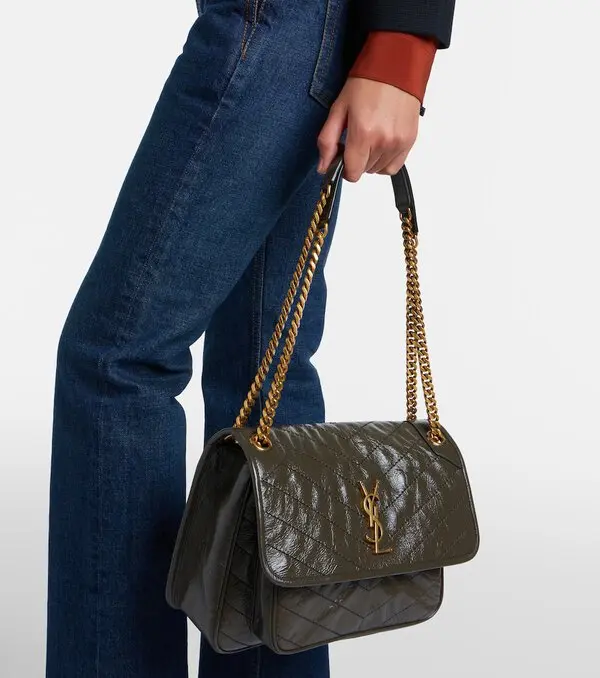 Saint Laurent Niki Medium Leather Shoulder Bag - Green