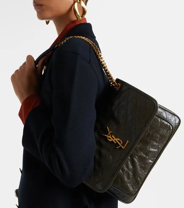 Saint Laurent Niki Medium Leather Shoulder Bag - Green