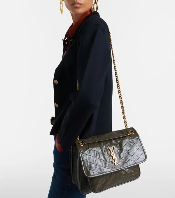 Saint Laurent Niki Medium Leather Shoulder Bag - Green