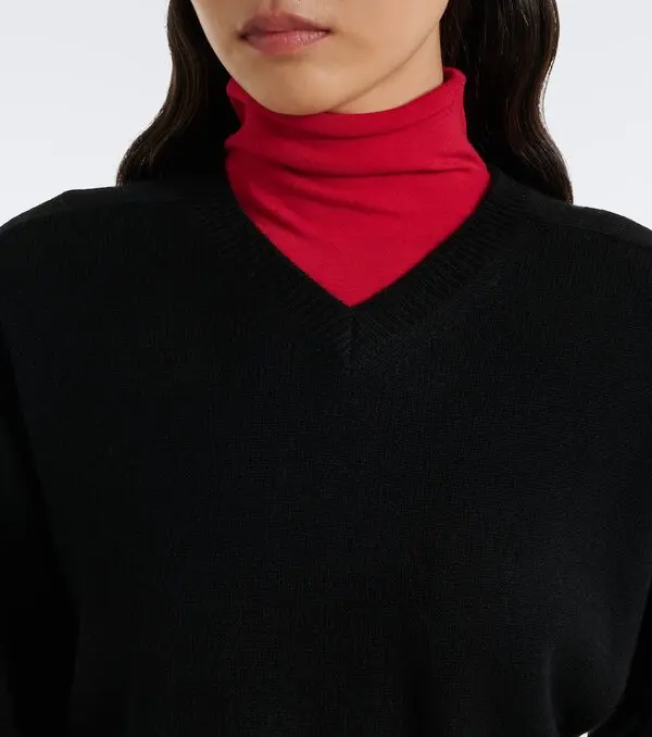 Loulou De Saison Anzor Cropped Cashmere V-neck Jumper - Black