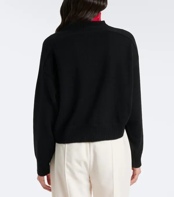 Loulou De Saison Anzor Cropped Cashmere V-neck Jumper - Black