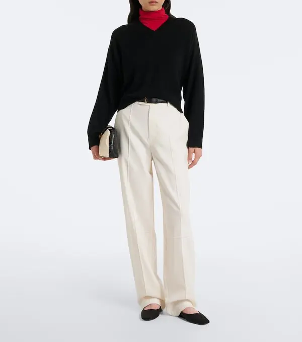 Loulou De Saison Anzor Cropped Cashmere V-neck Jumper - Black